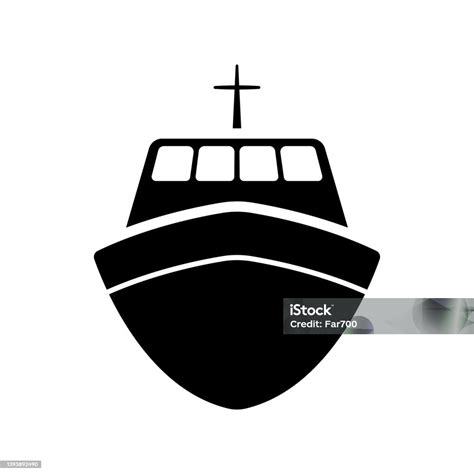 Ikon Kapal Perahu Kapal Pesiar Siluet Hitam Tampilan Depan Vektor