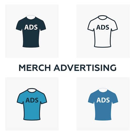 Premium Vector Merch Advertising Icon Set Four Elements In Diferent