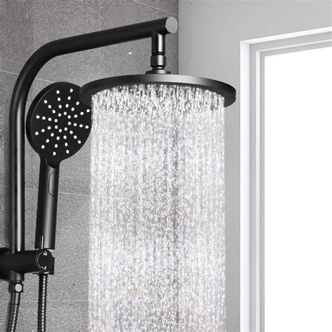Cefito 9 Rain Shower Head Set Round Dual Heads Black High Pressure