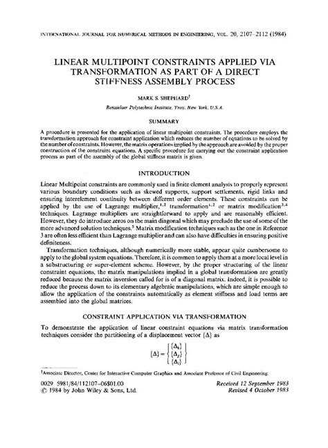 pdf linear multipoint constraints applied via transformation as part