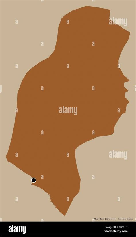 Shape Of River Cess County Of Liberia With Its Capital Isolated On A