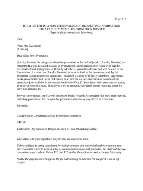 Sample Letter Of Initial Request For Evaluation For Promotion To