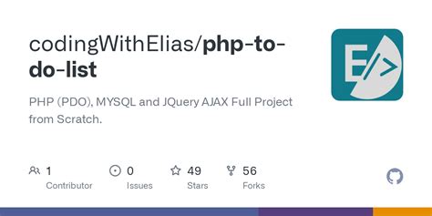 Github Codingwitheliasphp To Do List Php Pdo Mysql And Jquery Ajax Full Project From Scratch