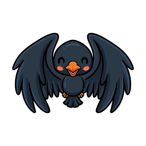 Lindo Pequeño Cuervo De Dibujos Animados Volando 11953938 Vector En