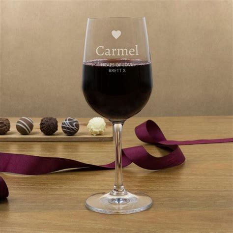 Personalised Love Heart Wine Glasses Tash Tops