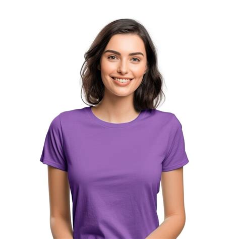 Premium Ai Image A Woman Wearing A Purple Cotton T Shirt With The