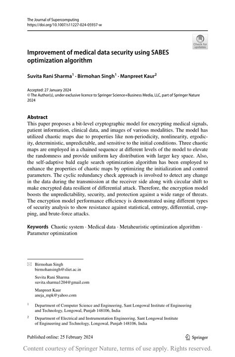 Improvement Of Medical Data Security Using Sabes Optimization Algorithm