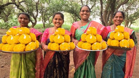 Makking Big Laddus Telangana Village Cooking Bathukamma Vantalu