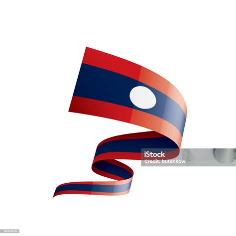 라오스 국기 흰색 바탕에 벡터 일러스트 레이 션 국가 관광명소에 대한 스톡 벡터 아트 및 기타 이미지 국가 관광명소 국기