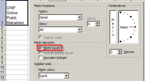 Excel Sözcük Kaydırma Chip Online