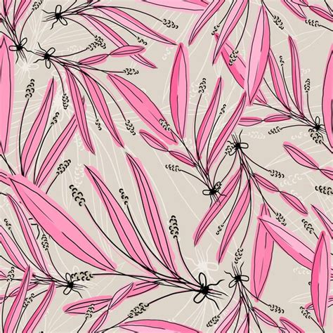 Plantas y flores tropicales patrón de fondo sin costuras Vector Premium