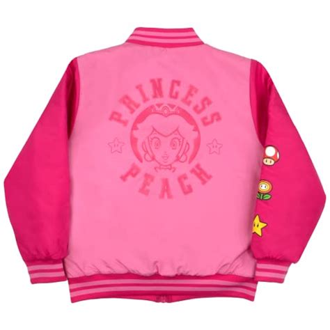 Nintendo Super Mario Bomber Jacket For Girls Mario And Luigi Bomber Jacket Peach Pink Size 10