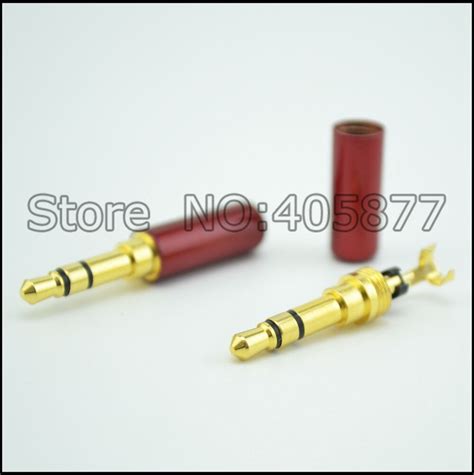 4pcs Red Copper Gold Plated 35mm Male Stereo Mini Vicedeal
