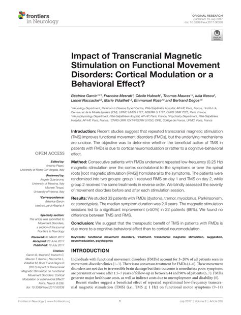 Pdf Impact Of Transcranial Magnetic Stimulation On Functional