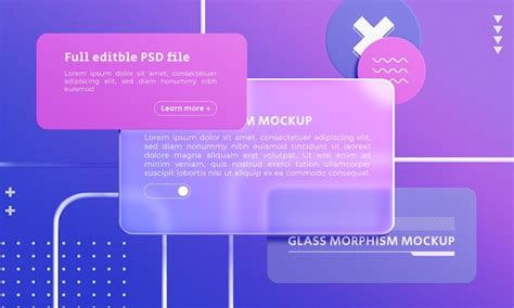 Premium PSD Glassmorphism Style Buttons Mockup