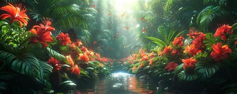 Premium Photo A Lush Tropical Rainforest Teeming Life Wallpaper