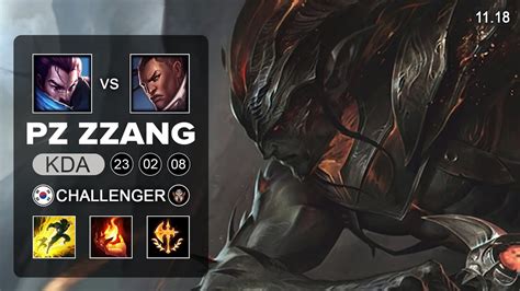Pz ZZang Yasuo Mid Vs Lucian KR Challenger Season 11 Patch 11 18