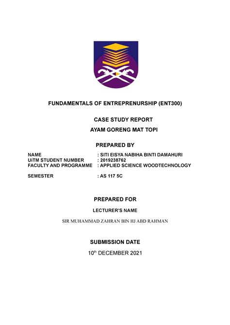 Case Study Assignment ENT Eisya Nabiha AS C FUNDAMENTALS OF ENTREPRENURSHIP