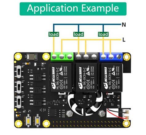 Raspberry Pi Power Relay Board Expansion Module With Cooling Fans And Rgb Led