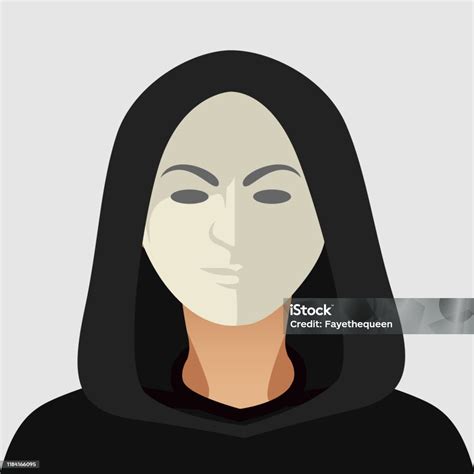 Hacker Met Masker Mysterieuze Man In Zwart Pak Met Het Masker Op Witte