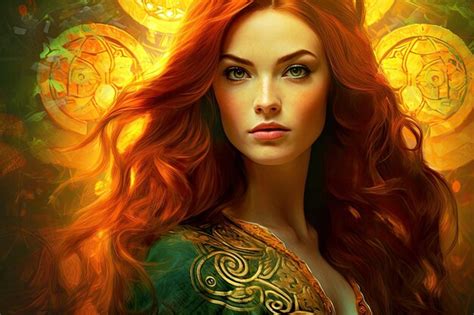 Premium Photo Portrait Of A Beautiful Redhaired Girl With Long Hair