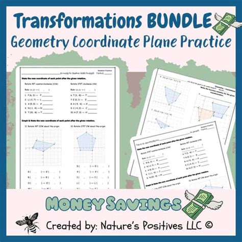 Geometry Transformations On The Coordinate Plane With Function Notation Bundle