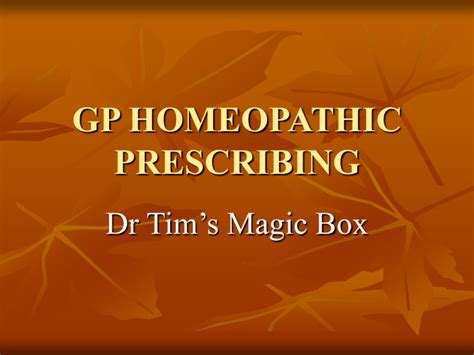 Gp Homeopathic Prescribing