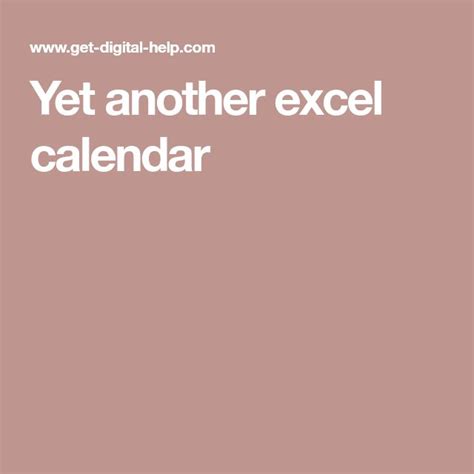 Yet Another Excel Calendar Excel Calendar Excel Computer Software