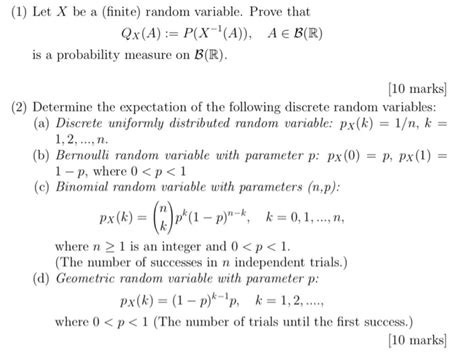 Solved 1 Let X Be A Finite Random Variable Prove That Chegg