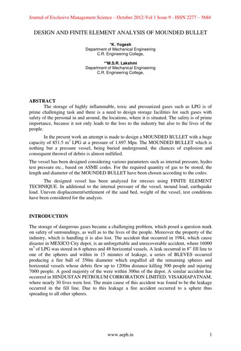 Pdf Design And Finite Element Analysis Of Mounded Bullet