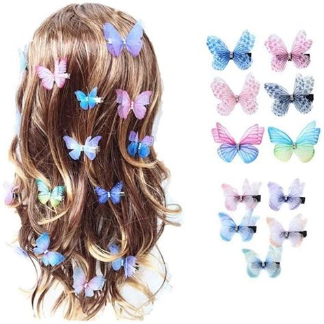 Pices Papillon Pinces Cheveux Couleurs Assorties Double Couche Fil