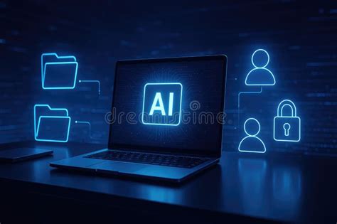 Ai Powered Secure Data Management System Laptop Stock Illustration Illustration Of Modern