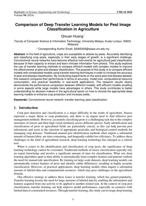 Pdf Comparison Of Deep Transfer Learning Models For Pest Image