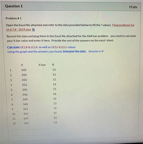 Solved Question Pts Problem Open The Excel File Chegg Com
