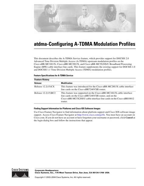 Pdf Atdma Configuring A Tdma Modulation Profiles · Atdma Configuring