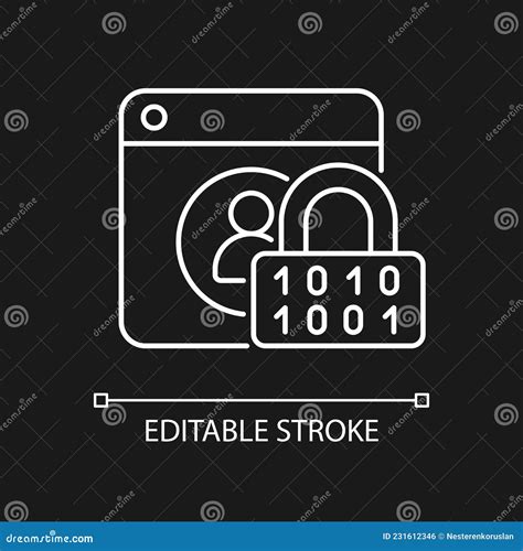 Password Encryption White Linear Icon For Dark Theme Stock Vector