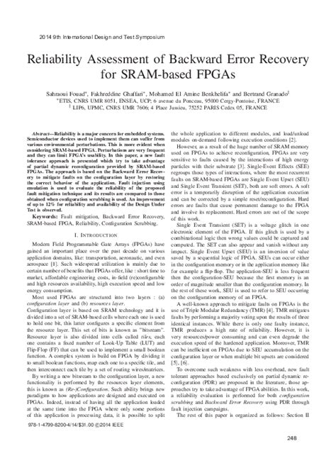 Pdf Reliability Assessment Of Backward Error Recovery For Sram Based Fpgas