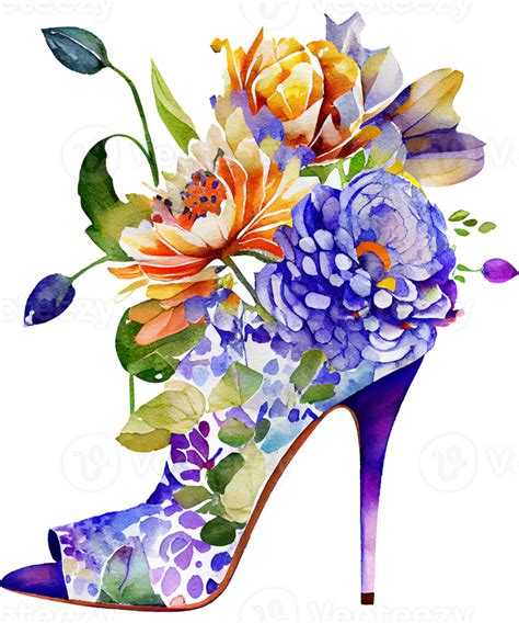 Flower High Heels Watercolor 23476780 Png