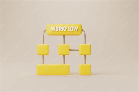 Premium Photo Business Process And Workflow Automation With Flowchart Yellow Cube Arranging