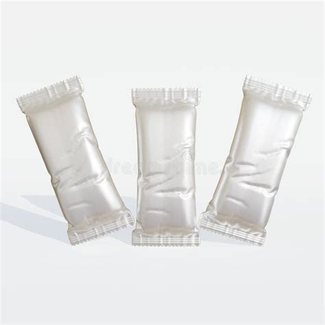 Protein Bar Packaging White Color And Realistic Render Stock