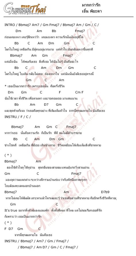 คอร์ด มากกว่ารัก เอิ้น พิยะดา คอร์ดเพลง กีตาร์