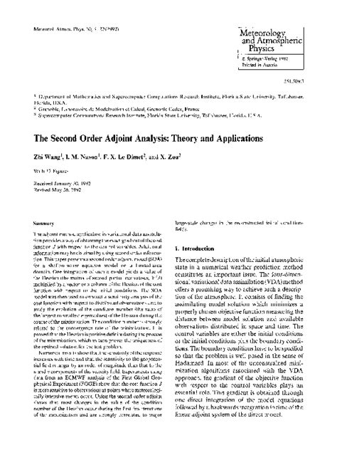 Pdf The Second Order Adjoint Analysis Theory And Applications