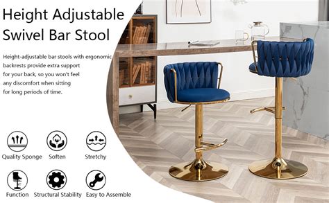 Cinxzar Gold Velvet Bar Stools Set Of 3 Swivel Counter