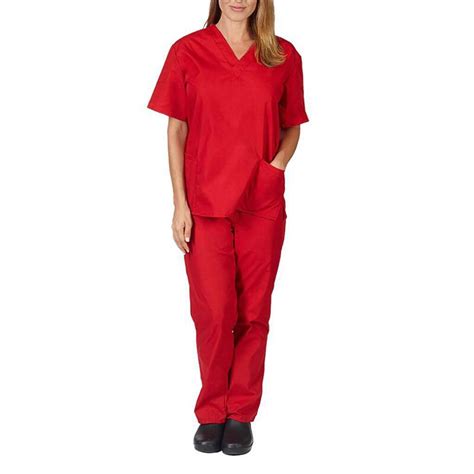 Women Men Workwear Short Sleeve V Neck Topspants Grandado