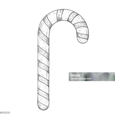 Candy Cane Hand Drawn Sketch Stock Illustration Download Image Now