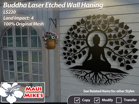 Second Life Marketplace Buddha Laser Etched Wall Hanging