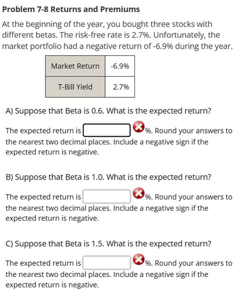 Solved Problem 7 8 Returns And Premiums At The Beginning Of