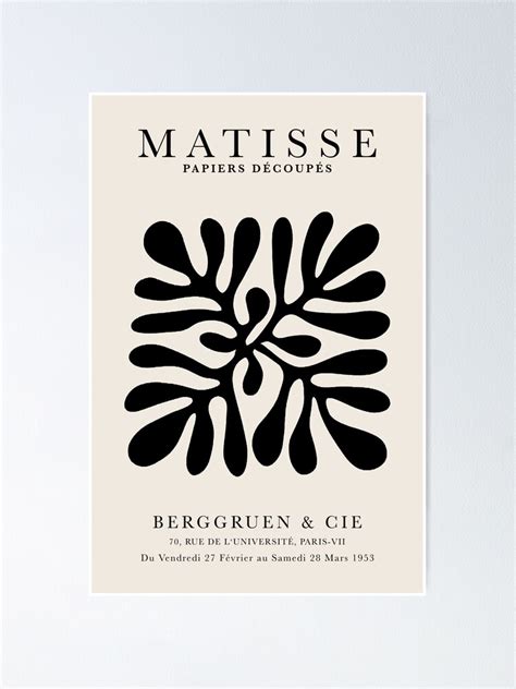 Póster Henri Matisse flor negra papel decoupes arte colores negros recorte de Matisse de re