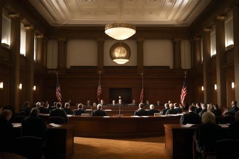 Premium Photo Courtroom Scene With Judge Jury And Lawyers During