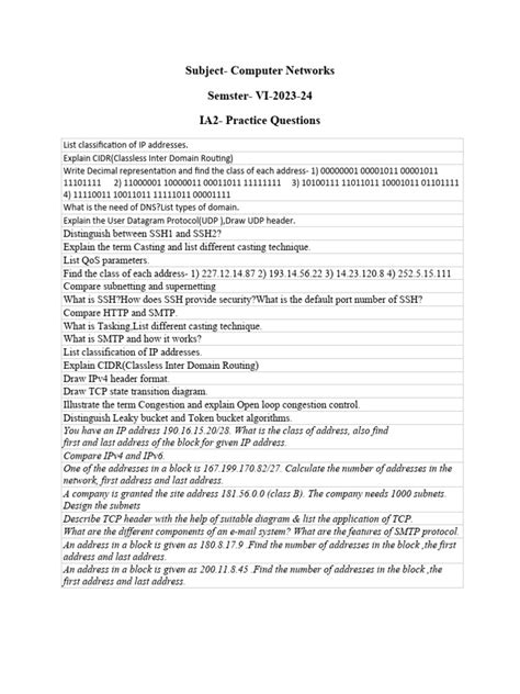 computer network ia2 practice questions pdf